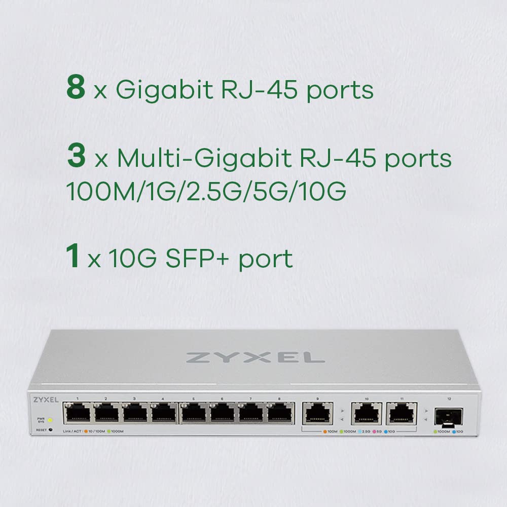 Zyxel 12-Port Web-Managed Multi-Gigabit Switch | 3X 10 | 1x 10G SFP+ [XGS1250-12]