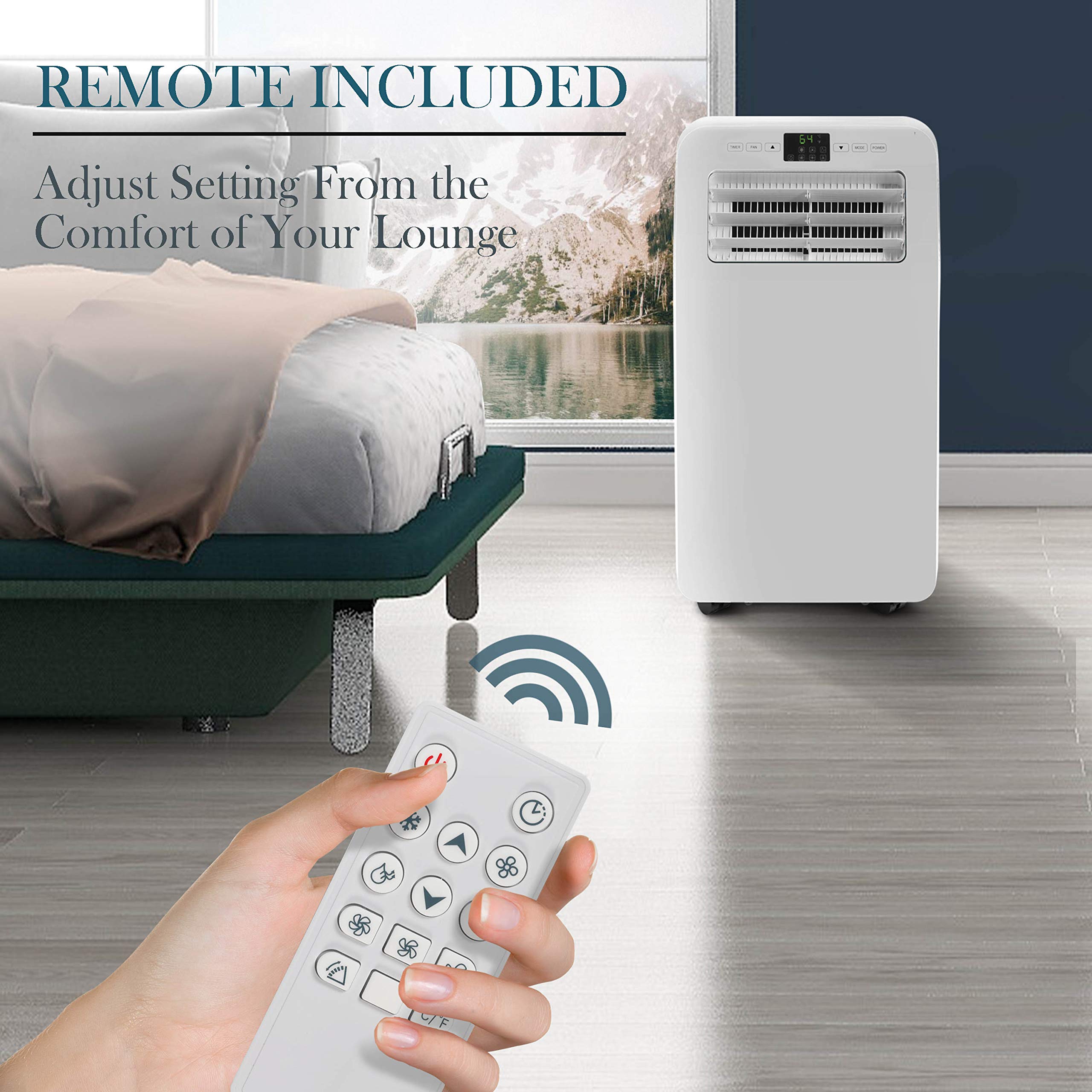 12,000 BTU Portable Air Conditioner with Built-in Dehumidifier & Fan Mode, 3-in-1 Quiet AC Cooling Unit Cools up to 400 sq. ft,LCD Display, Remote Control,Window Mount Kit Include