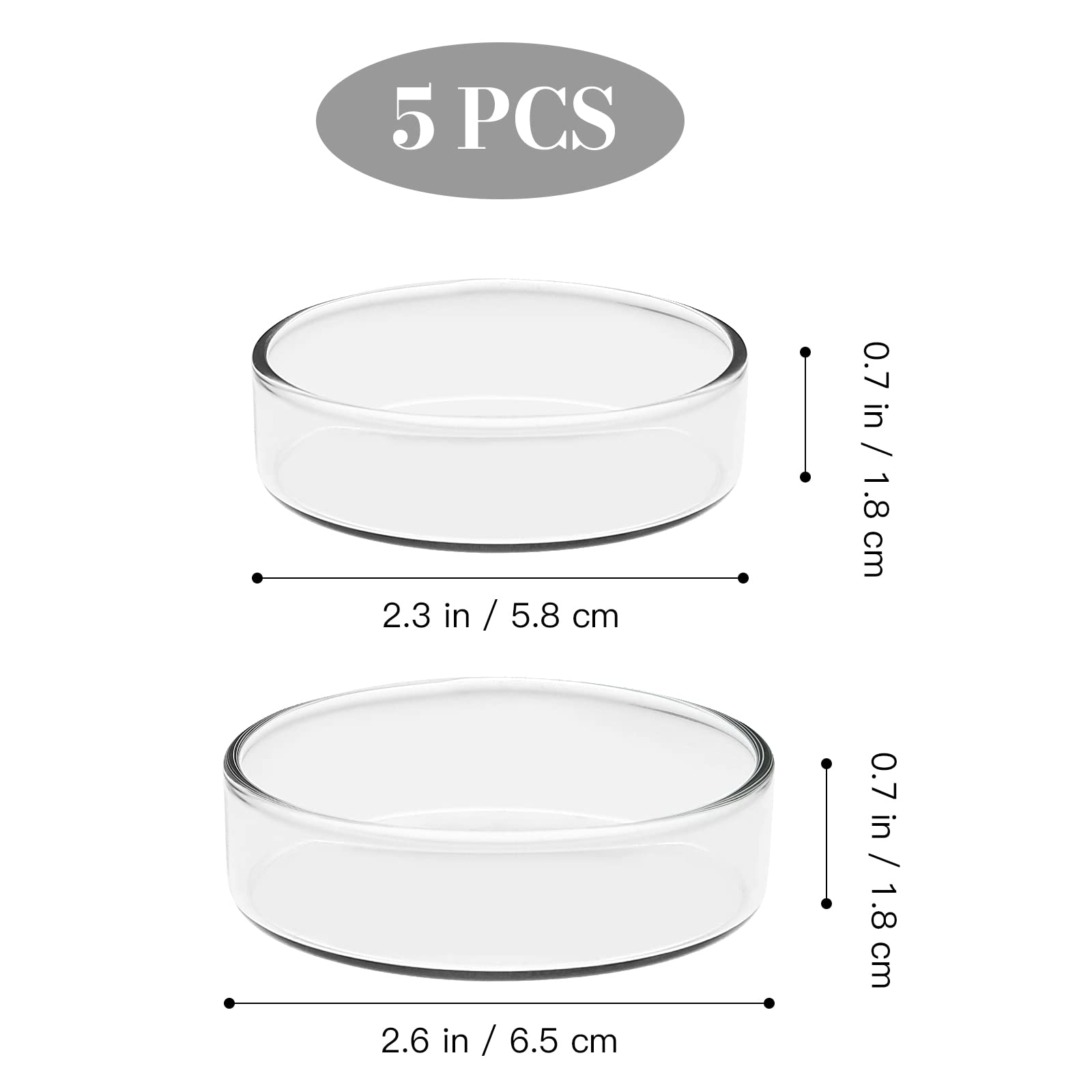 Petri Dishes with Lids Glass Petri Dishes Culture High Borosilicate Petri Dishes 5Pcs