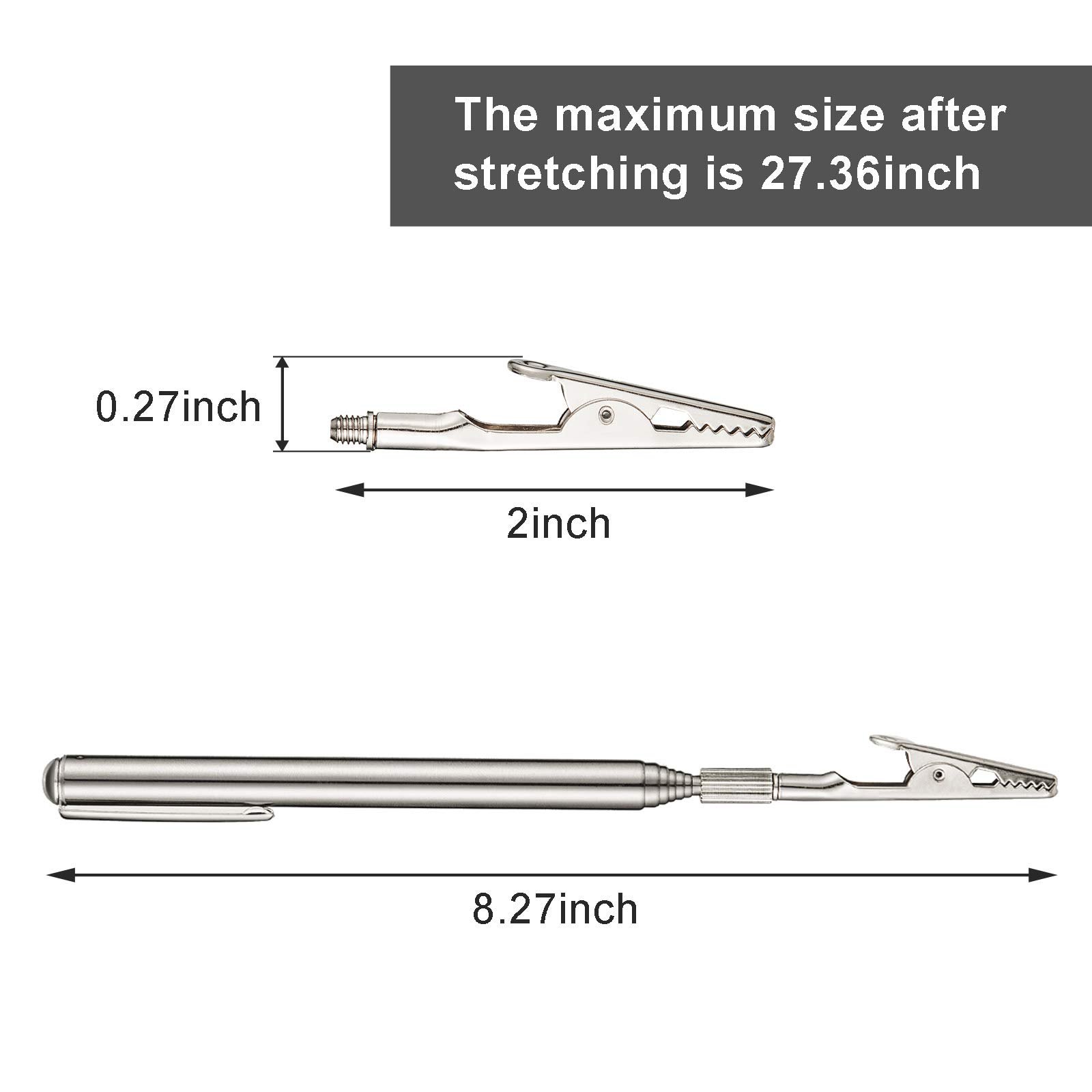 2 Pieces Telescoping Clip Telescopic Metal Wire Joint Clamp with Pen Clip Extendable for Mechanics Home Automobile Repairing Jewelry Fastening Picking Items (Range 8.27-36 Inch)