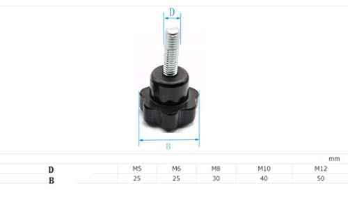 Thumb Screw 2PCS M50.8 M61 M81.25 M101.5 M121.75 Thread Length 16mm to 50mm Star Shaped Head Clamping Screws Knob Knurled Head Threaded (Color : M8x15mm Pitch 1.25)