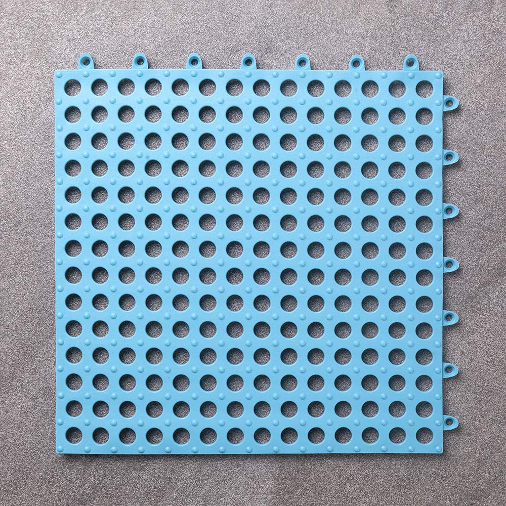 12PCS Interlocking Soft PVC Floor Tiles, No-Slip Pool Shower Bathroom Kitchen Mat with Drain Hole 11.75'' x 11.75'' Decking Tiles Outdoor and Indoor