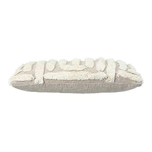 Creative Co-Op Lumbar Tan & Cream Tufted Woven Cotton Pillow, Tan