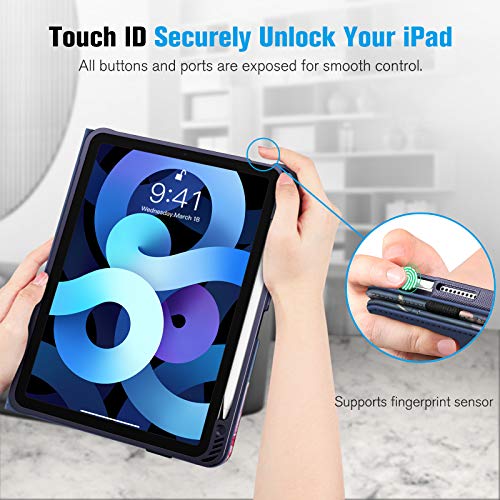 Fintie Folio Case for iPad Air 11-inch M2 (2024), iPad Air 5th / 4th Generation (2022/2020) 10.9 Inch, Multi-Angle Viewing Soft TPU Cover with Pocket & Pencil Holder, Blooming Hibiscus