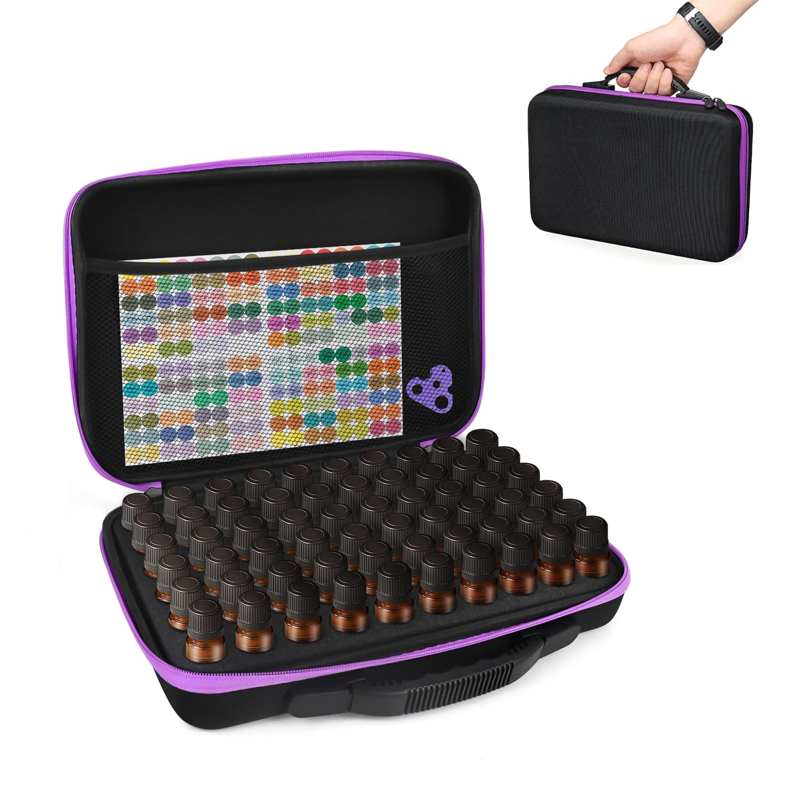 60 Bottle Essential Oil Storage Organizer Carrying Case, Essential Oils Holders Organizer Essential Oil Bag Holds 5ml 10ml 15ml Oils Bottle,Compatible with do Terra,Young Living,Vallejo,Army Painter