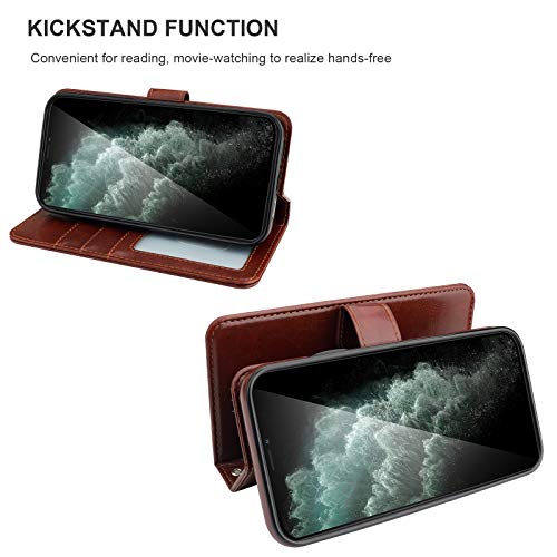 Bocasal iPhone 11 Pro Wallet Case with Card Holder PU Leather Magnetic Detachable Kickstand Shockproof Wrist Strap Removable Flip Cover for iPhone 11 Pro 5.8 inch (Brown)