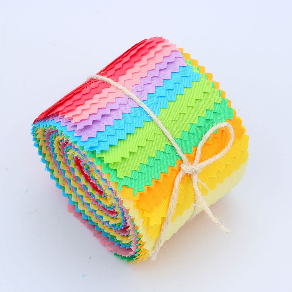100% Cotton Bright Rainbow Jelly Roll Fabric 20 Pieces 2.4-inch Strips Quilting Fabric (Solid Color 20PCS)