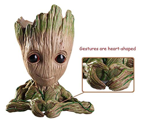 Baby Groot Flowerpot Tree Man Planter Flower Pot with Drainage Hole Pencil Pen Holder,Diligencer Office Party Ornament Christmas Birthday Gift Planter 6