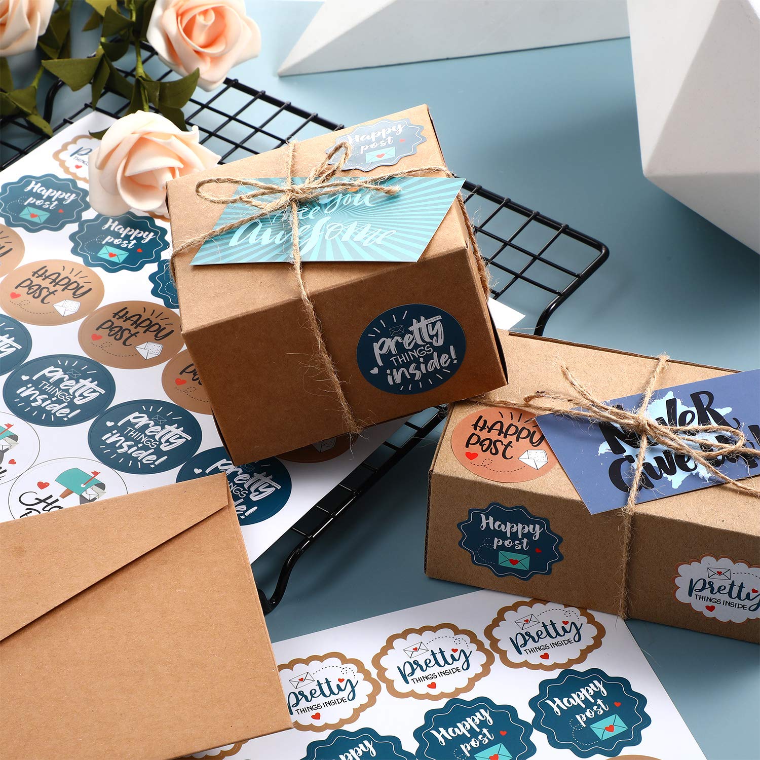 500 Pieces Mail Stickers Small Business Post Package Labels Thank You for Your Order Stickers for Businesses Online Shop Owners