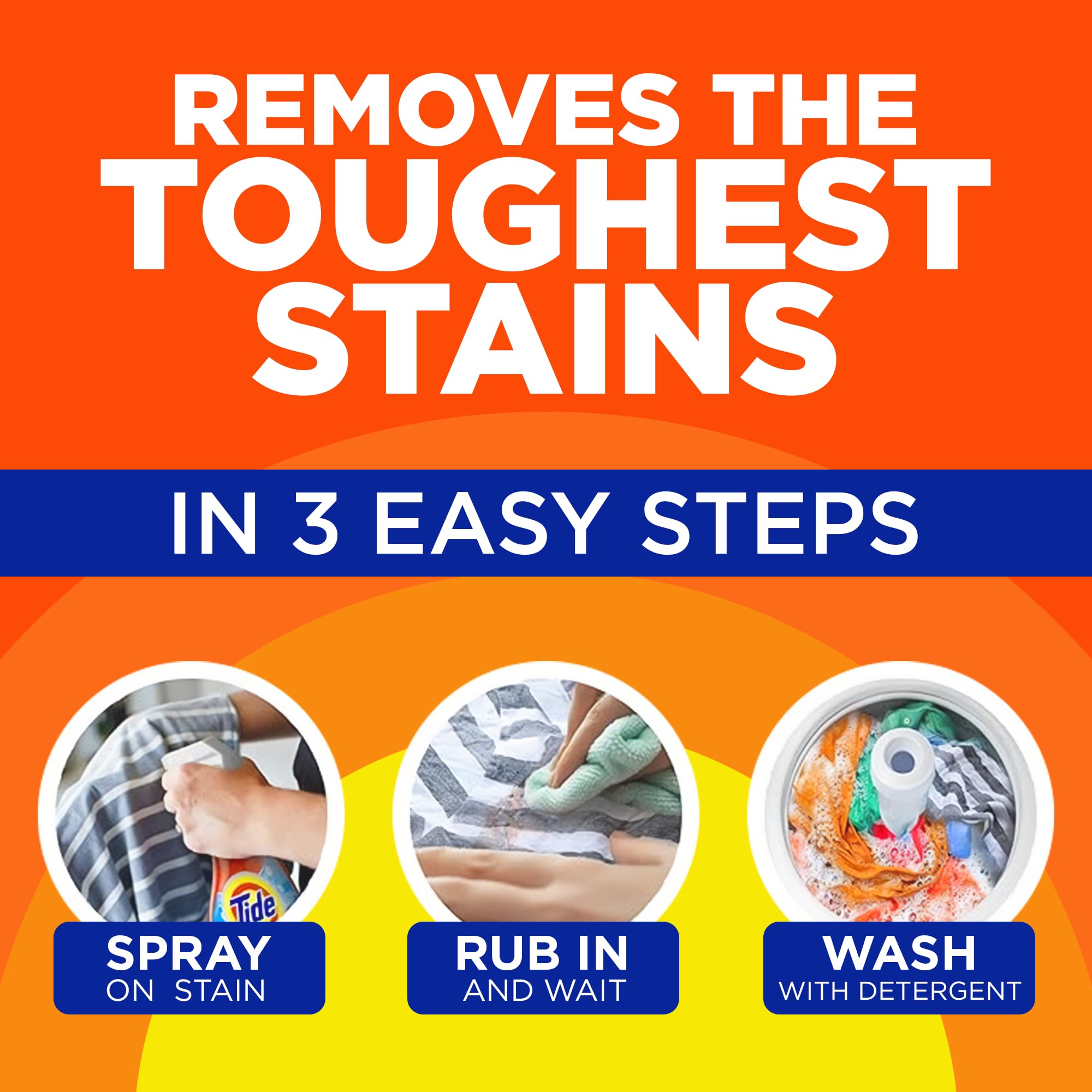 Tide Laundry Stain Remover Spray with Oxi, Stain Remover for Clothes, Carpet, Upholstery, Pet Bedding, & More, Stain Treater Spray for Tough Stains from Wine, Coffee, Grease, 21.5 Fl Oz (Pack of 2)