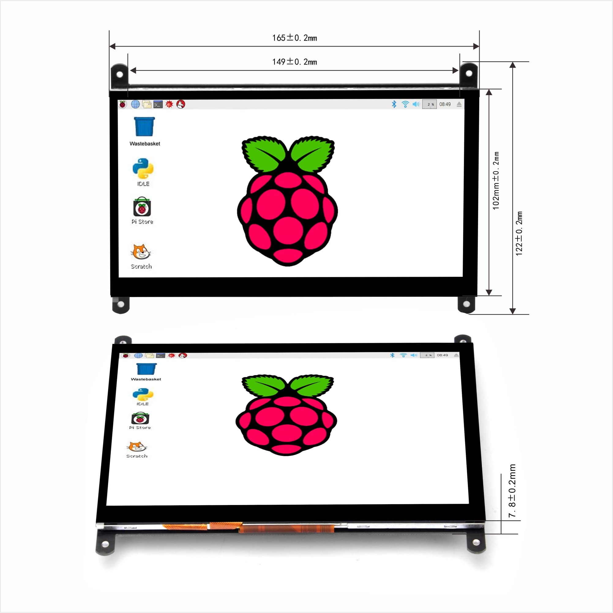 OSOYOO 7 Inch DSI Touch Screen LCD Display 800x480 for Raspberry Pi 5 4 3A 3B+ 2 - Portable Capacitive Touchscreen Monitor with DSI Cable - Great for DIY IOT Circuits and Coding Beginners