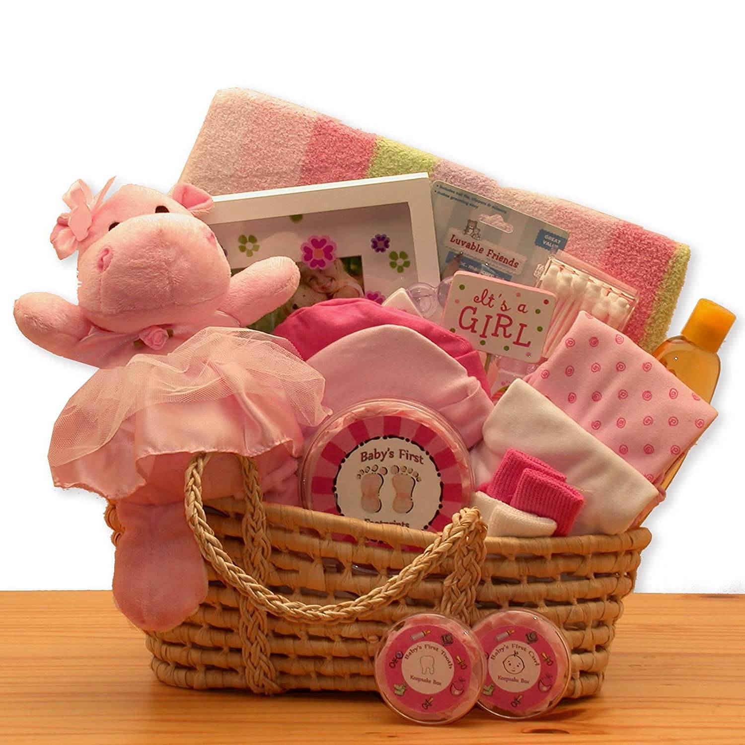 Gift Baskets Associates Our Precious Baby Girl New Baby Gift Basket - Pink