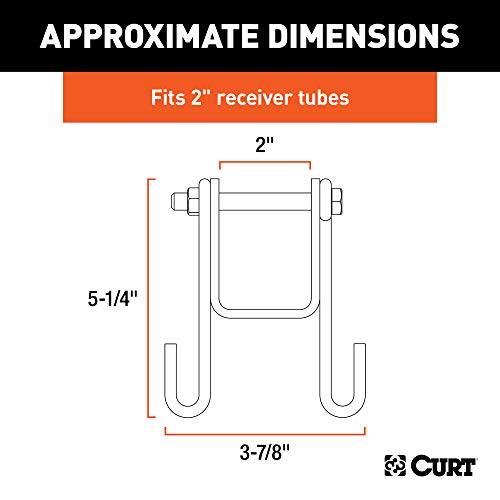 CURT 45806 Trailer Safety Chain Holder Bracket for 2-inch Shank, Bolt-On Steel Hanger Hooks