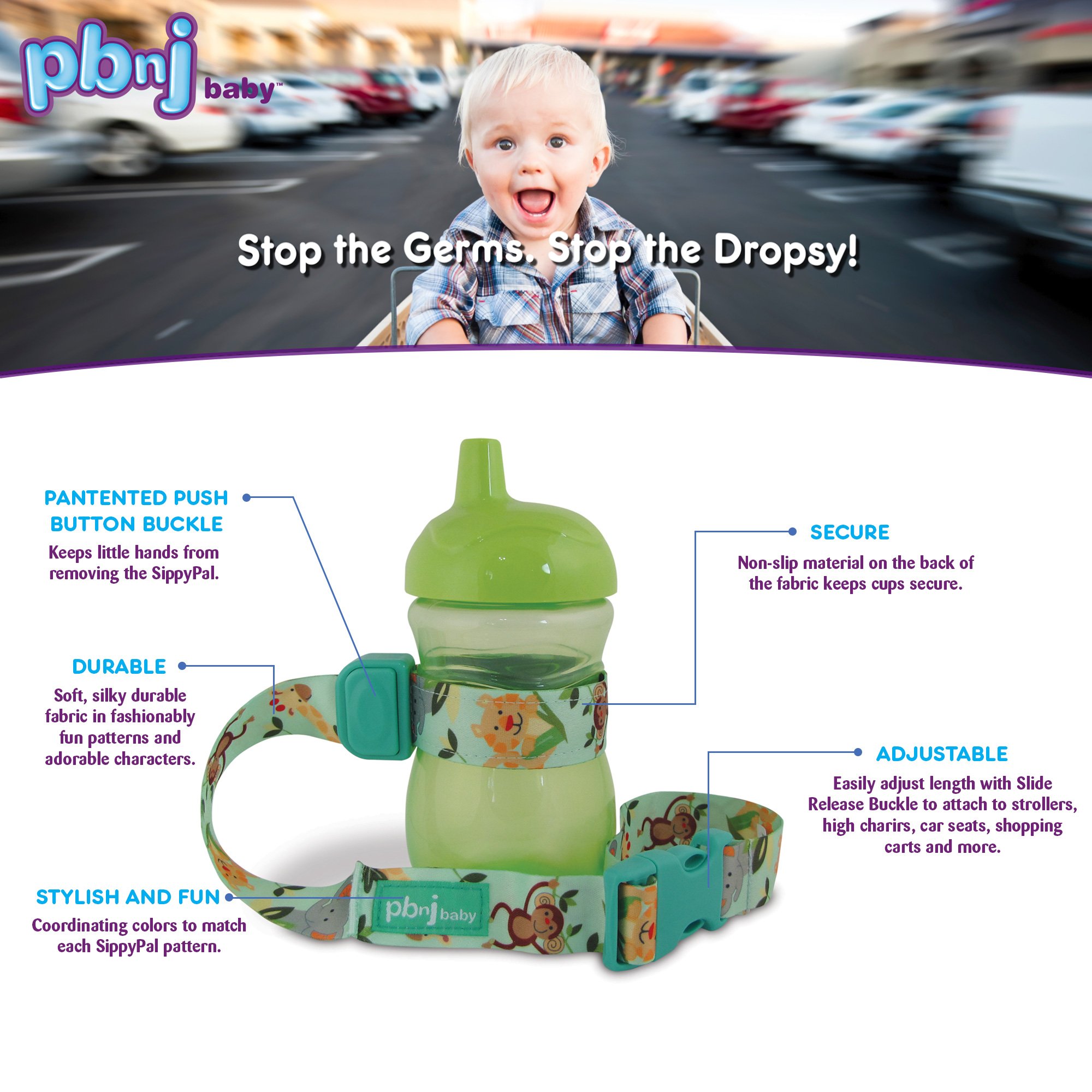 PBnJ Baby SippyPal Sippy Cup Strap Holder Leash Tether (1 Sport)