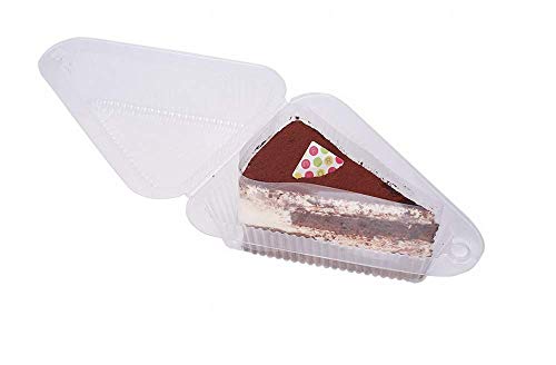 50 Pack Cheesecake Containers,Clear plastic Hinged Cake Slice Container 4 inch x 3 inch