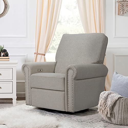 Namesake Linden Electronic Recliner and Swivel Glider with USB Port in Performace Grey Eco-Weave, Water Repellent & Stain Resistant, Greenguard Gold & CertiPUR-US Certified