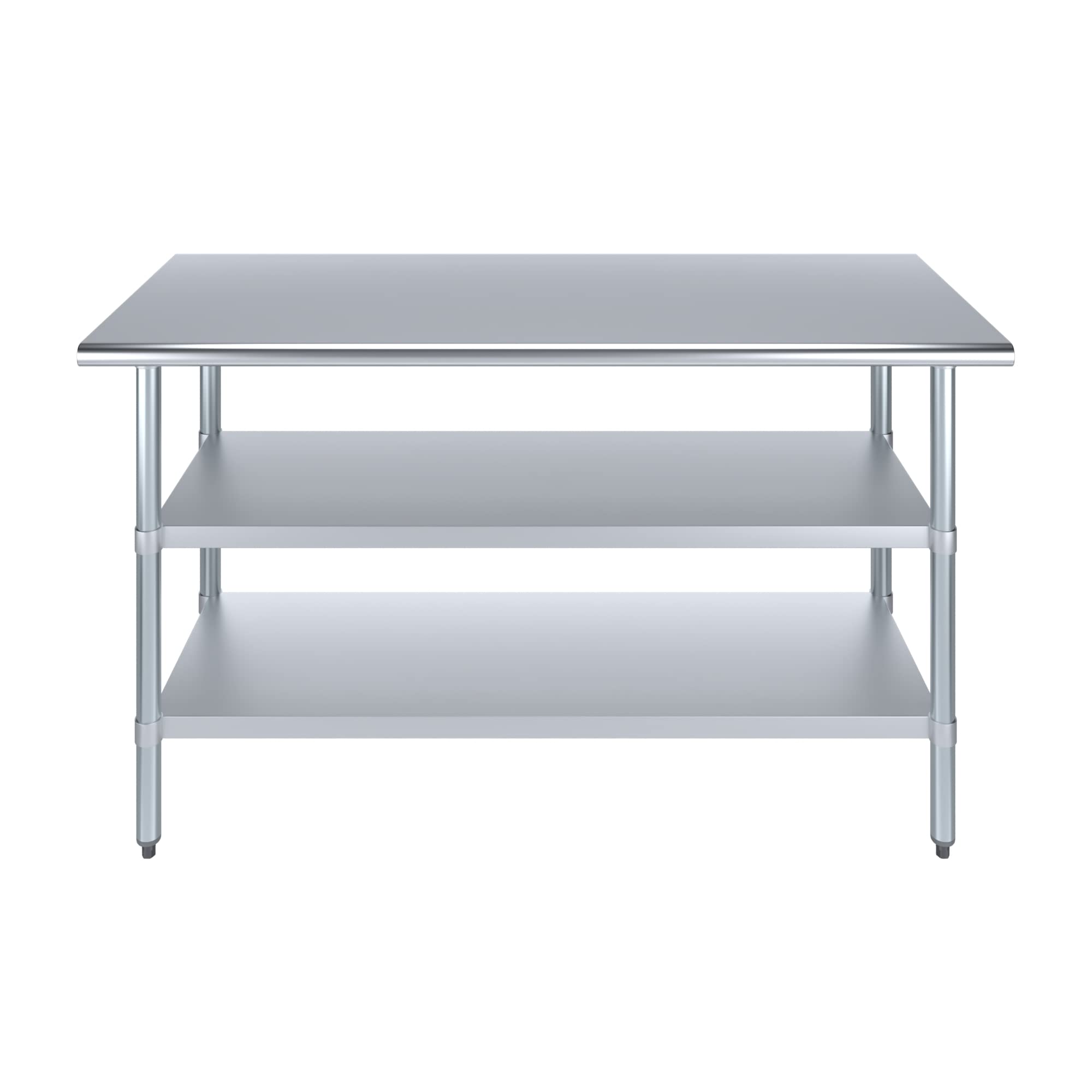 60" Long X 30" Deep Stainless Steel Work Table with 2 Shelves | Metal Food Prep Station | Commercial & Residential NSF Utility Table