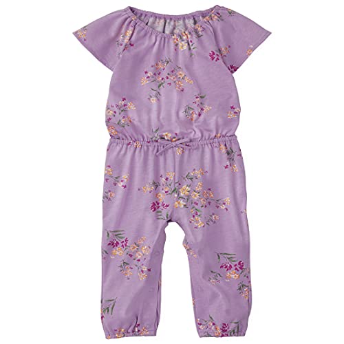The Children's Place Baby Girls and Toddler Sleeve Floral Print Knit Flutter Jumpsuit Shorts, Lt Grape, 3T US