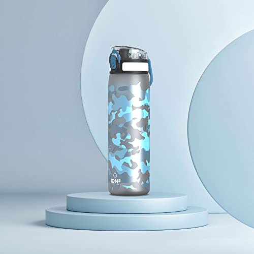 Ion8 Leak Proof Slim Water Bottle, BPA Free, Blue Camo, 600ml