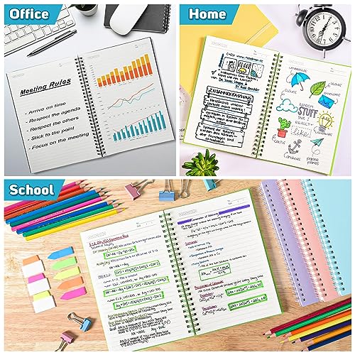 3 Pack Spiral Notebook 8.5" x 11", 1 Subject Notebook College Ruled with Pockets, Large Lined Spiral Journal Notebook, 480 Perforated Pages 100gsm Thick Paper,Cute Notebook for Office School Supplies