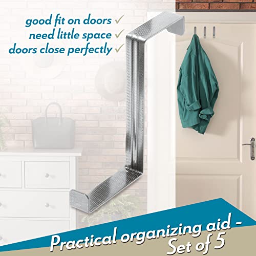 4smile Over The Door Hooks, 5 + 5 Pack - Stainless Steel Door Hanger with Foam + Adhesive Pads - Z-Shaped Metal Door Hooks for Hanging on Different Door Widths, Rust Free