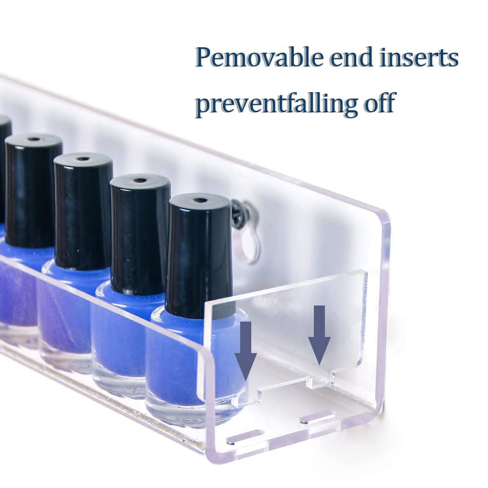 Coward 6 Piece Acrylic Nail Polish Organizer Rack Wall Mounted, Essential oil Display Stand, Alcohol ink Paint Storage Holder, displays 90 Bottles