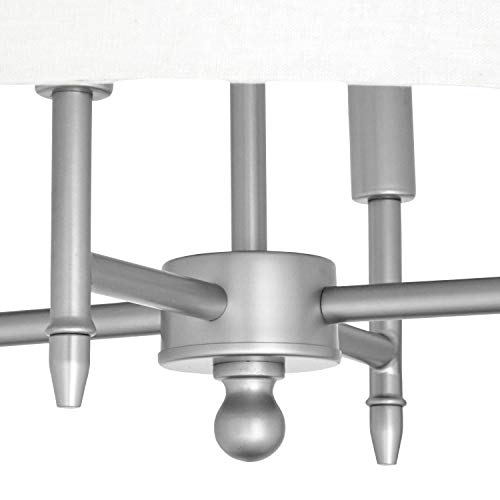 Amazon Brand β Stone & Beam Contemporary Pendant Chandelier with White Shade- 20 x 20 x 42 Inches (Adjustable Height), Satin Nickel