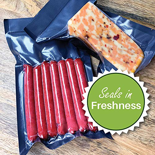 50 Quart 8" X 12" FoodVacBags Black Back Clear Front Vacuum Seal Bag Pouch, Pre-cut, Foodsaver Compatible, Perfect for Display