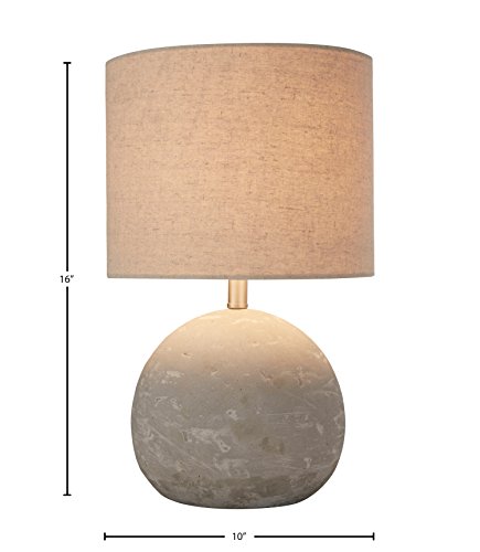 Amazon Brand – Stone & Beam Industrial Round Concrete Table Desk Lamp with Light Bulb and Beige Shade, 16"H