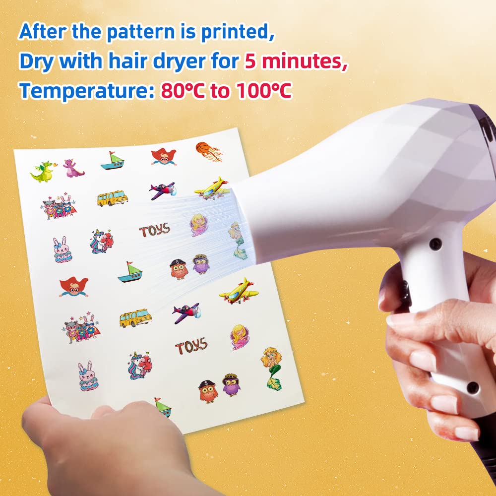 Stampcolour Printable Temporary Tattoo Paper for INKJET Printer, 8.5"X11" 5 Sheets DIY Tattoos Stickers,Personalized Image Transfer for skin Custom Waterslide Decal for Universal Adult Child