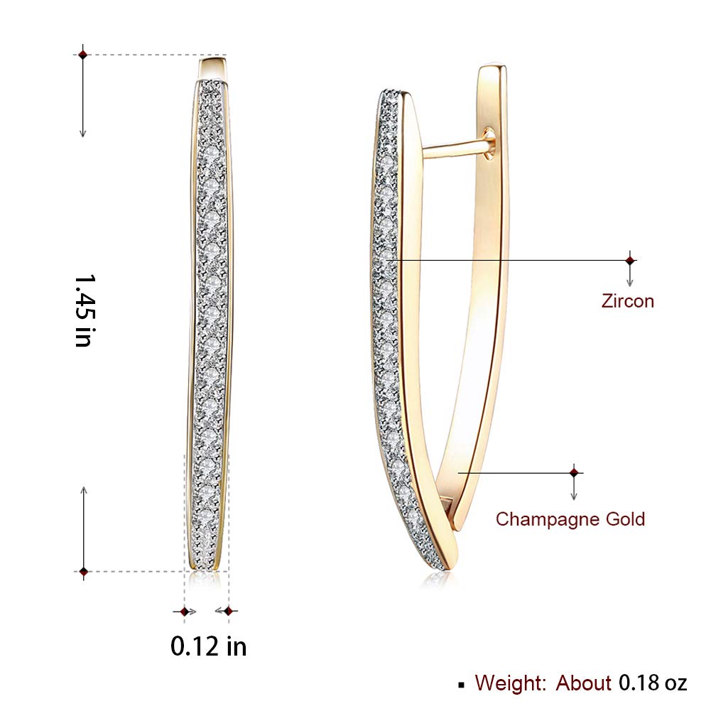 14K Gold Plated Cubic Zirconia Hoop Earrings For Women Men Fashion CZ Earrings