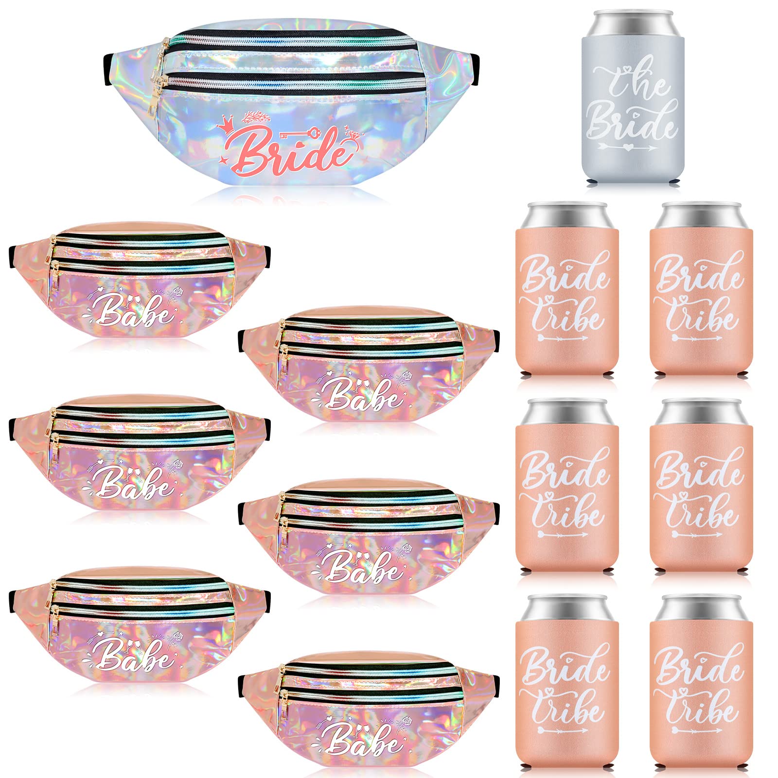 14 Pcs Bachelorette Fanny Pack Set Bachelorette Can Sleeves Cooler Bachelorette Party Supplies Bachelorette Party Decorations Bridal Shower Party Favors for Wedding