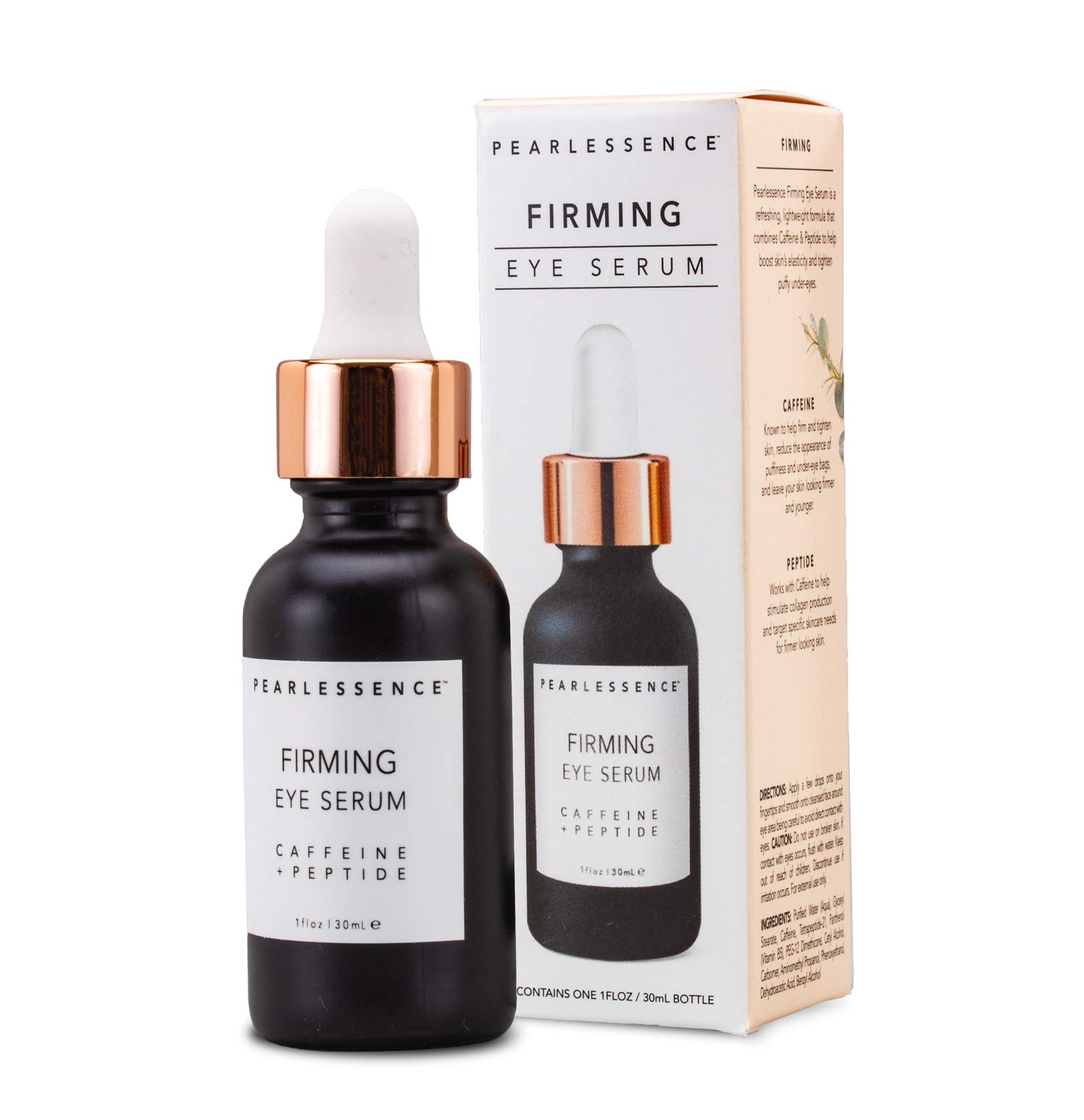 Pearlessence Firming Eye Serum with Caffeine + Peptide – Rejuvenates Puffy Eyes & Reduces Under Eye Bags | Made in USA & Cruelty Free (1oz)