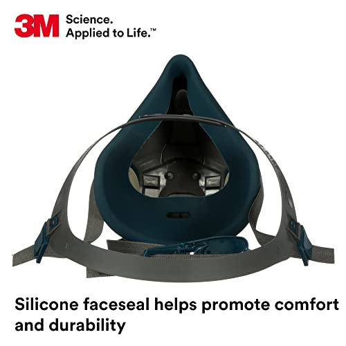 3M 051131494898 Rugged Comfort Half Facepiece Reusable Respirator 6502/49489, Cool Flow Valve, Silicone, Welding, Sanding, Cleaning, Grinding, Assembly, Machine Operations, Medium