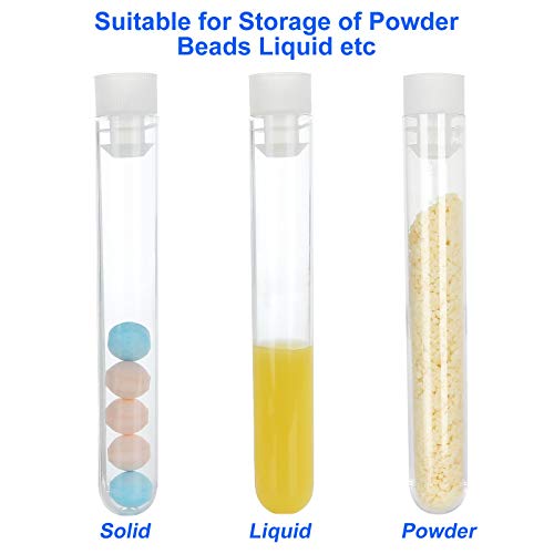 60Pcs Test Tubes with Rack, 16x100mm(10ml) Clear Plastic Test Tube with Caps and Holder Rack Test Lab Tubes for Scientific Experiments, Nurse Party Decorations, Candy Storage