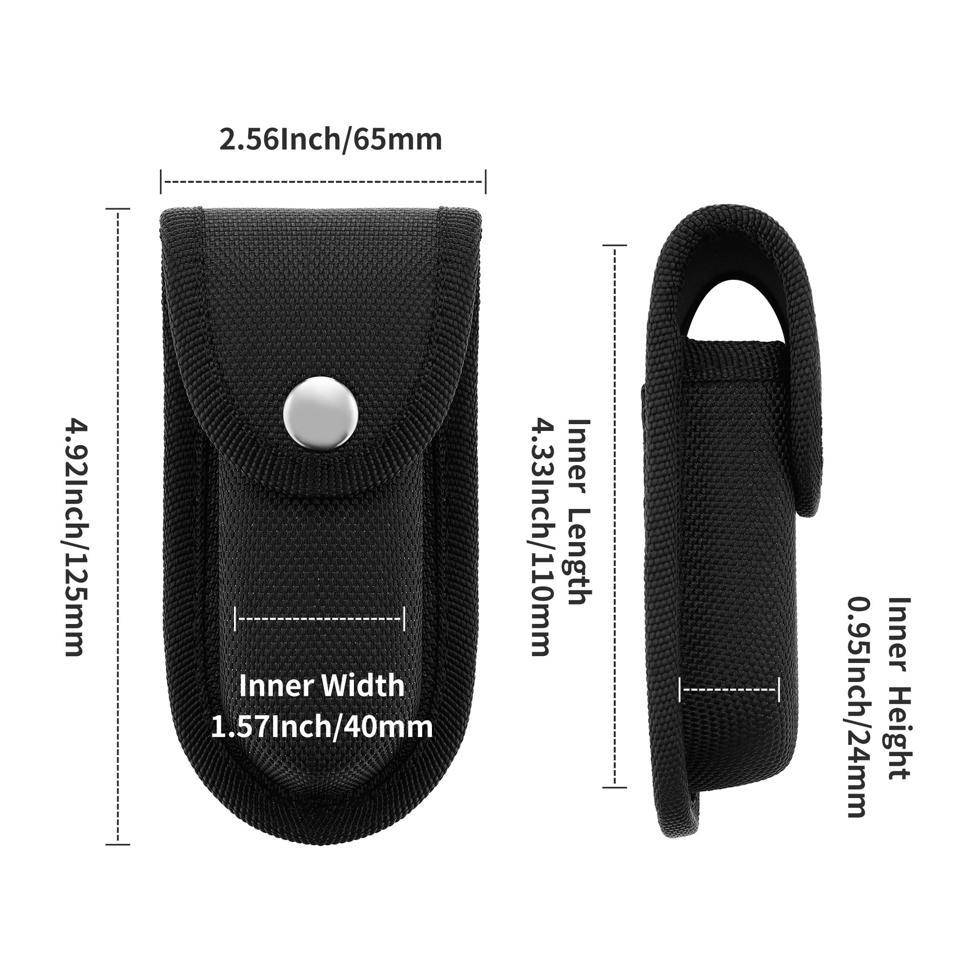 2 Packs Nylon Pocket Knife Sheath, 4'' Multitool Pouch, Folding Knife Belt Sheath with Snap Closure and Vertical Carry Belt Loop, Multitool Case for Outdoor or Daily Use, Medium Size