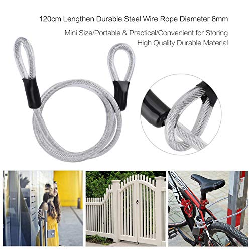 120cm Lock Cable, Looped Multifunction Wire Cable, Durable for Glass Door Lock Bike Lock