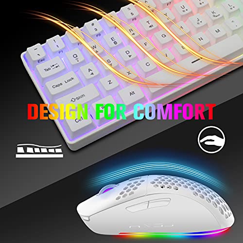 L500 Wireless Gaming Keyboard and Mouse Combo, 2200mAh Mini 61 Keys Mechanical Feeling Keyboard with Bluetooth 5.1&2.4G Wireless Dual Modes,RGB Backlit Wireless Lightweight Gaming Mouse for PC/Gamer