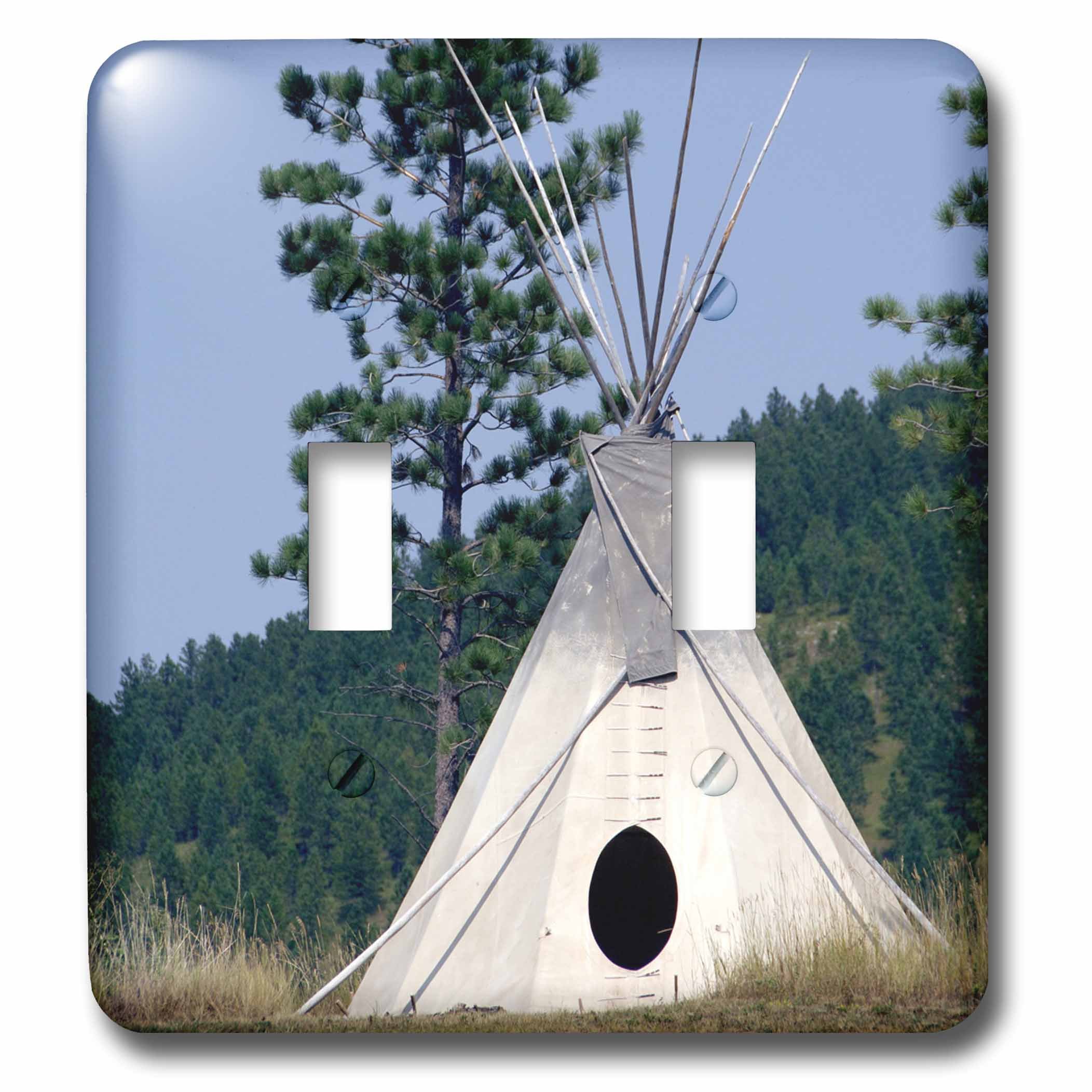 3dRose lsp_94313_2 " Sd, Lakota Indian Teepee, Native American-US42 CMI0278-Cindy Miller Hopkins Double Toggle Switch, Multicolor