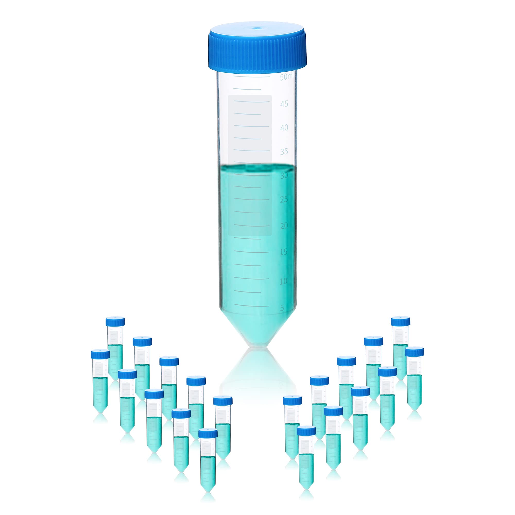 LABINVO 50ml Centrifuge Tube, Blue Screw Cap, Printed Graduation, E.O. Sterile Conical Tubes, 30x115mm, Pack of 50, IN-CT50EO