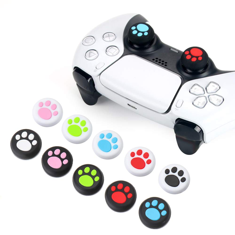 2PCS Cute Cat Paw Claw Analog Thumb Stick Grips Joystick Cover Cap for PS5 PS4 Pro PS3 Controller Thumbstick Cap for Xbox 360 Xbox One Slim X Elite Switch Pro Controller (Pack 5)