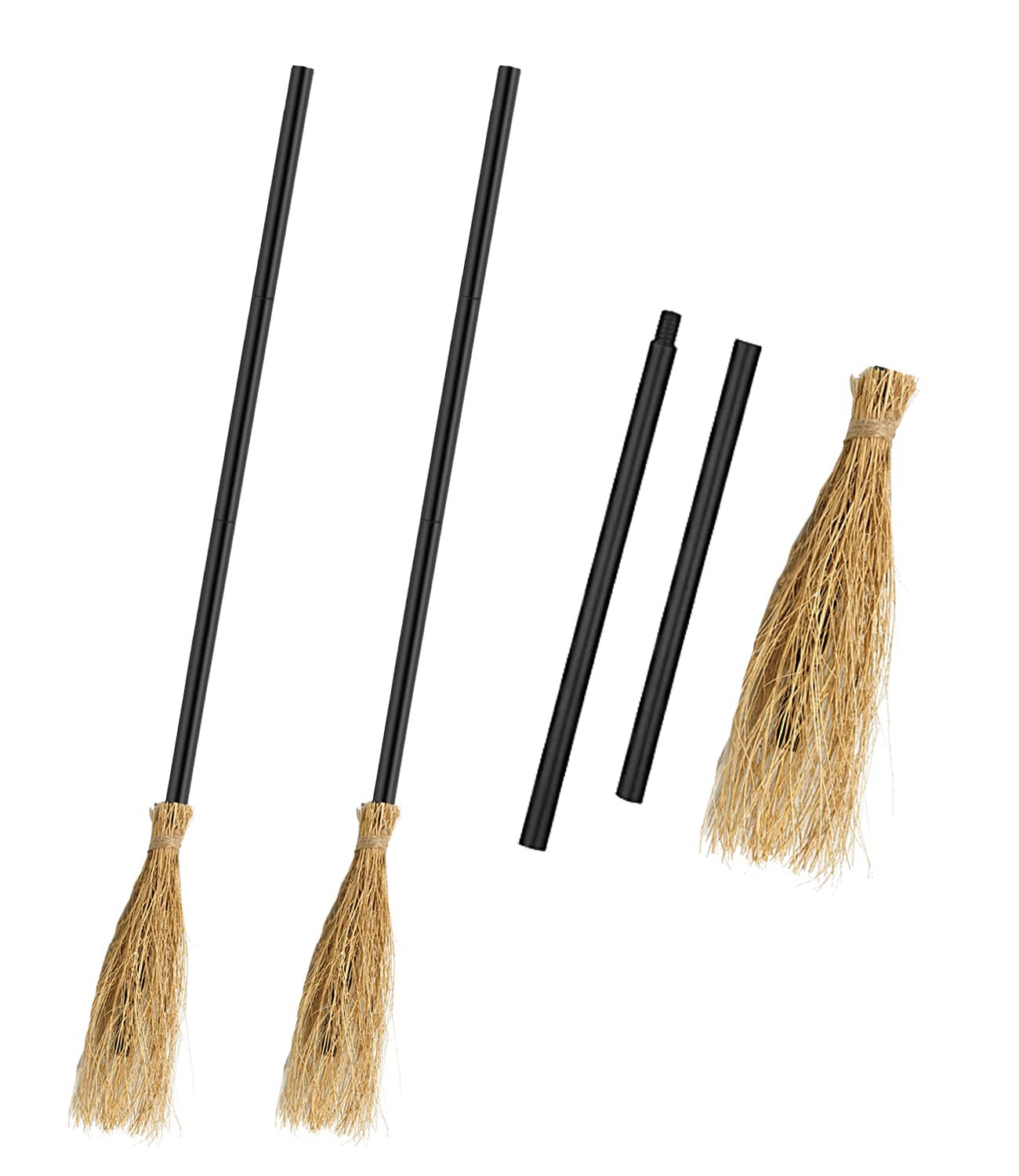 Medoore 2 Pack Halloween Witch Broom Plastic Witch Broomstick Cosplay Broom Props, Realistic Wizard Flying Broom Stick Accessory