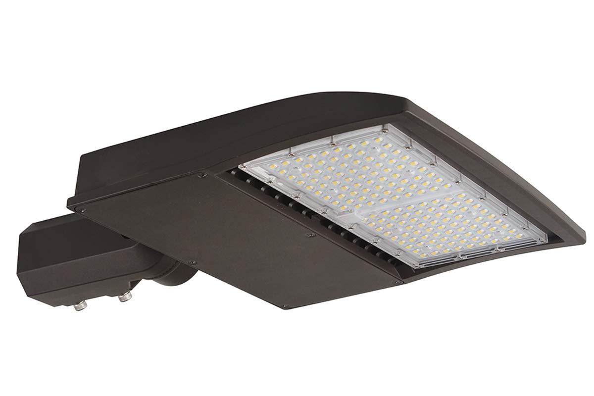 150w LED Shoebox Area Light [400w MH Equal] Parking Lot Lighting Street Lamp Stadium Light Flood Light Type III Distribution 5700k Daylight 20,250lm DLC Lighting Facts (150W Brown)