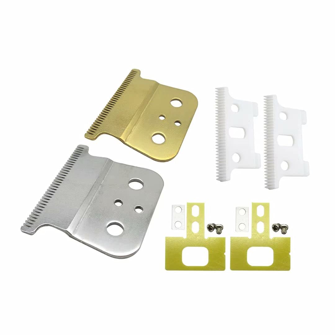 2 Pairs of Replacement T Blade Outliner Trimmer Blades in Silver and Gold with Screws, Sliders and Gaskets