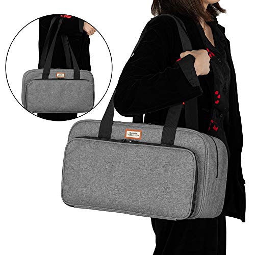 CURMIO Yarn Storage Bag, Knitting Tote Bag for Crochet Hooks, Knitting Project and Accessories, Ideal for Crochet Beginners and Knitting Lovers, Bag Only, Gray