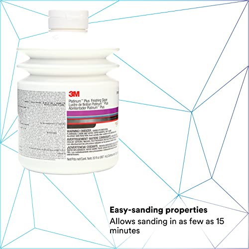 3M Platinum Plus Glaze, 31180, Two-Part Premium Selfleveling Finishing Glaze, 30 fl oz/887 mL