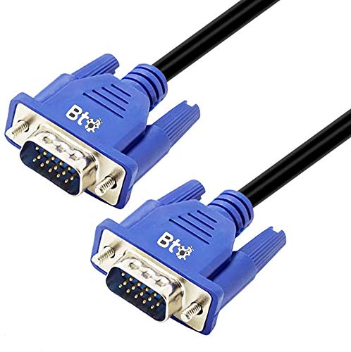 BTO VGA to VGA Cable 6 Feet Long PC Computer Monitor, Projector, Cord 1080p Full HD High Resolution, Male to Male Blue Cable (6 Feet).