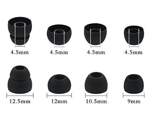 ALXCD Ear Tips for Powerbeats2 Powerbeats 3 Headphone, SML 3 Sizes 3 Pair Silicone Replacement Earbud Tips & 1 Pair Double Flange Ear Tip Cushion, Fit for Beats Powerbeats2 Pb3[4 Pair](Black)