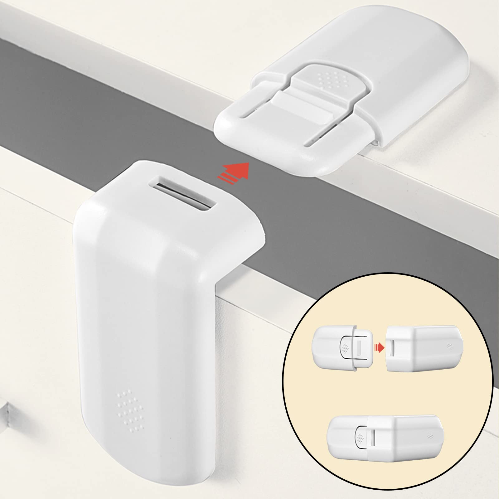2 Pack Child Safety Refrigerator Lock for Home Fridge Freezer Door Proof Locks,Kids Safety Cabinet Locks,Anti-Opening Refrigerator Lock, with 3M Adhesive and Easy to Install