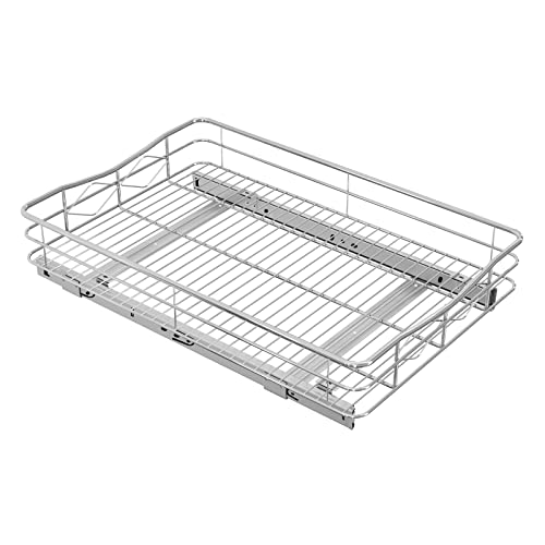 IZLIF Pull Out Cabinet Organizer Heavy Duty Pull out Drawers for Kitchen Cabinets, Pull Out Shelves for Base Cabinet Organization in Kitchen Bathroom Pantry 14 x 21 inch for At Least 15” Cabinet Opening ,Chrome Finish